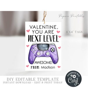 EDITABLE Girl Gamer Valentine Cards, Gamer Valentine Cards, School ...