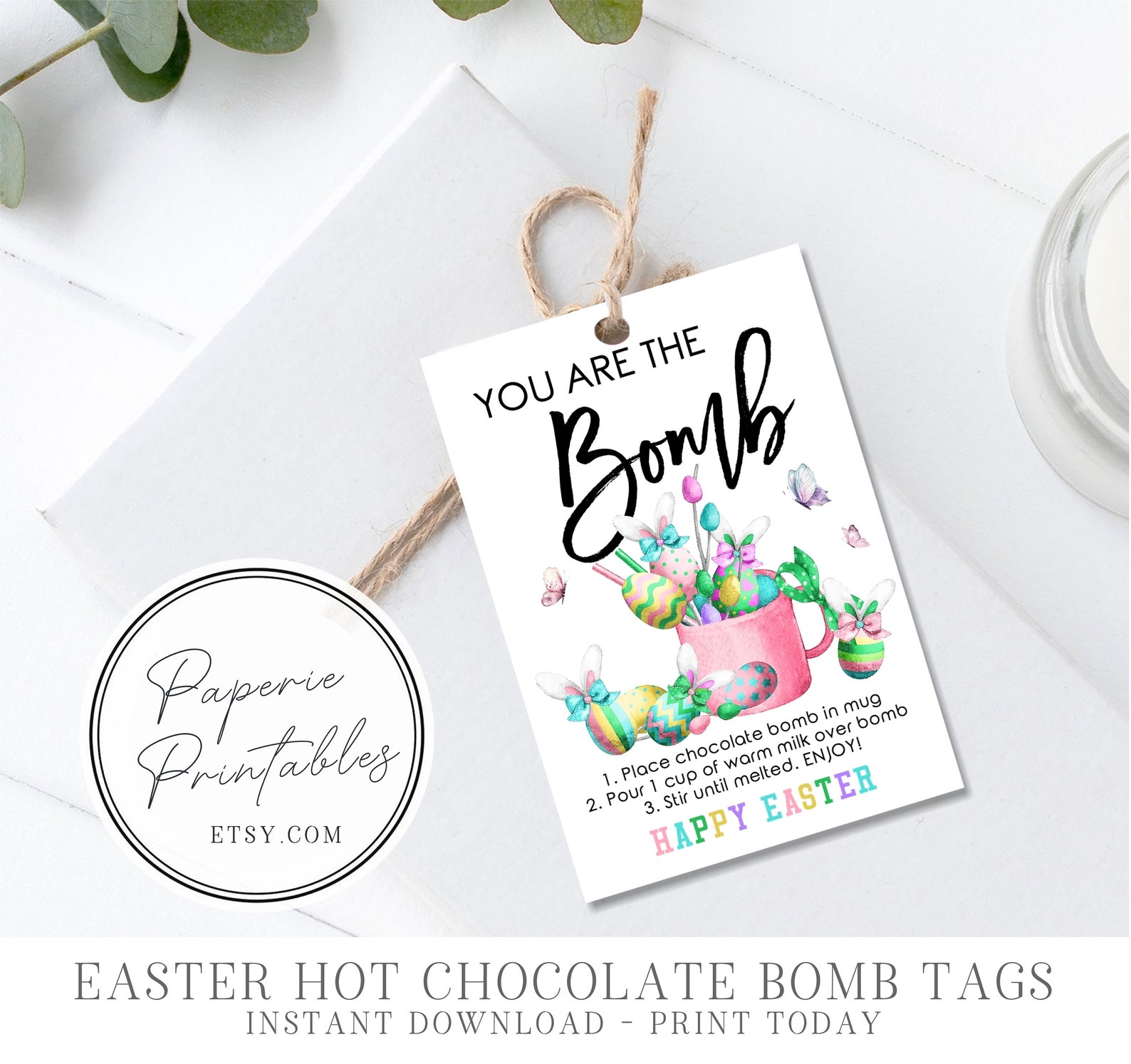 INSTANT DOWNLOAD Easter Hot Chocolate Bomb Tag Easter Hot | Etsy