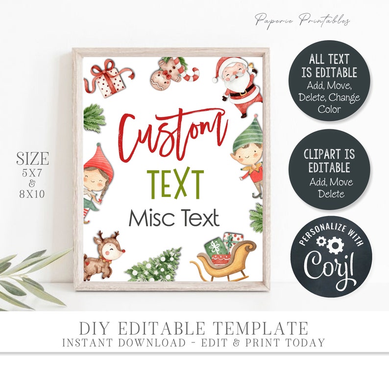 Editable Christmas Party Signs: DIY Holiday Decor (digital Download) # ...