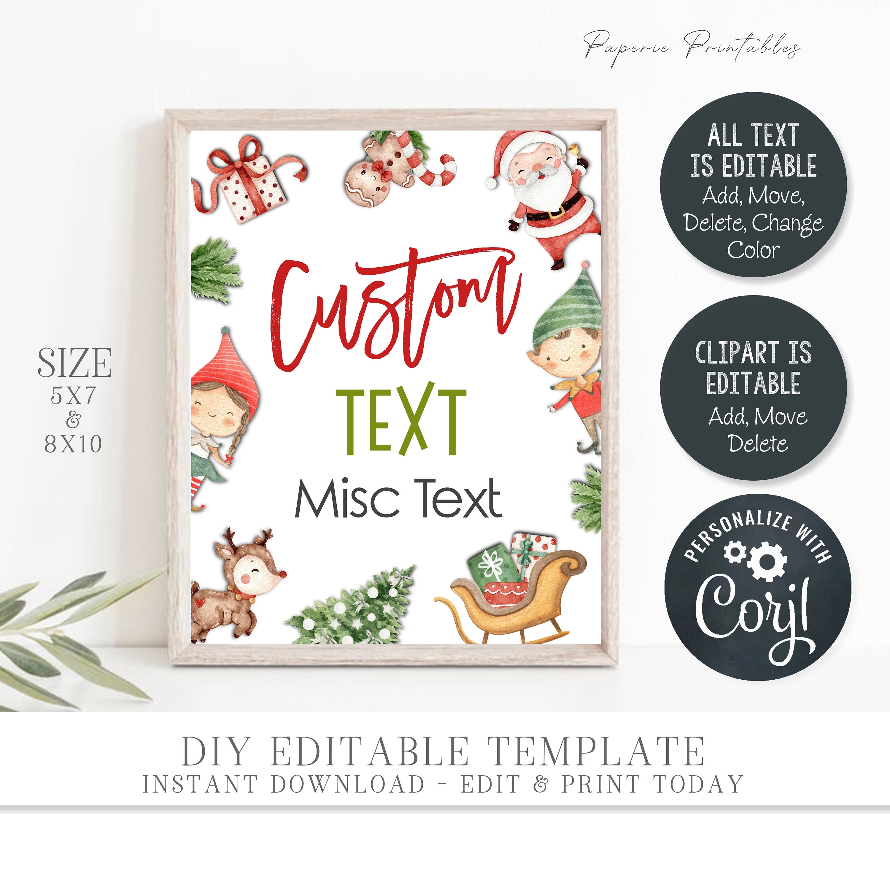 EDITABLE Christmas Party Signs DIY Christmas Birthday Party | Etsy