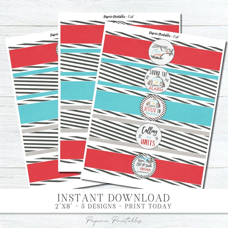 EDITABLE Police Birthday Water Bottle Labels Water Bottle - Etsy