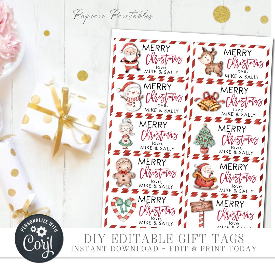 Editable Christmas Gift Labels, Gift Labels, Merry Christmas Gift ...