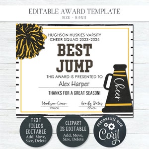 Editable Cheerleading Awards: End of Season Team Certificate (DIY W ...