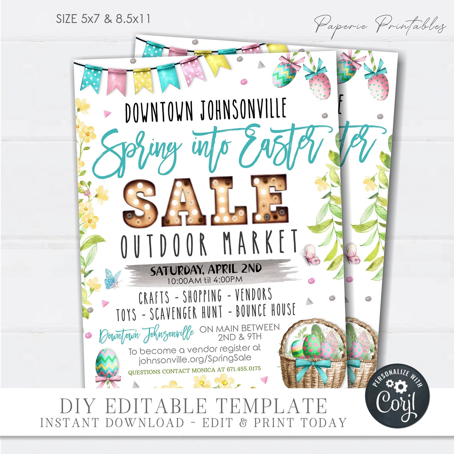 EDITABLE Easter Sale Flyer, Printable Easter Outdoor Market Flyer ...