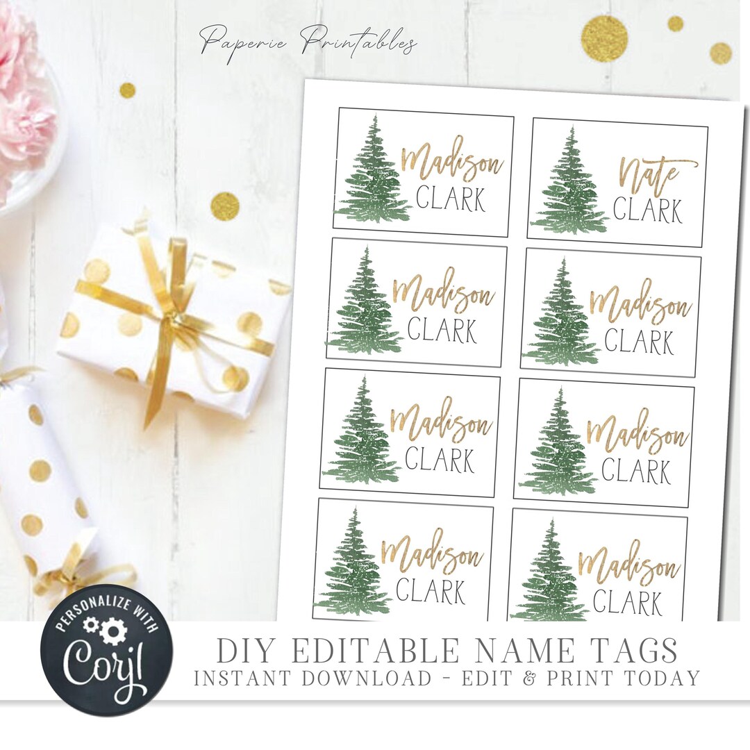 Editable Christmas Tree Name Tag Labels (DIY Corjl) - Etsy España