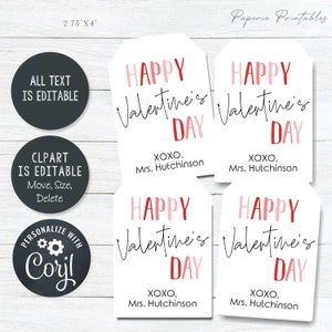 Editable Valentine's Day Gift Tag, Happy Valentine's Day Tag, Valentine ...