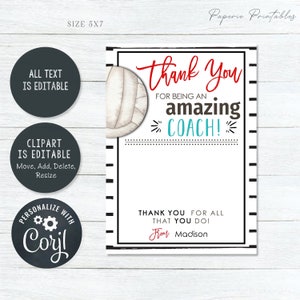 EDITABLE Volleyball Coach Appreciation Gift Card Holder, Coach ...