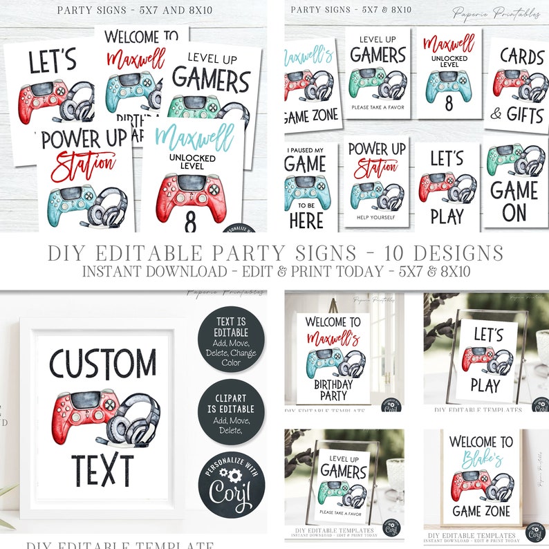EDITABLE Video Game Birthday Bundle Gaming Birthday Party - Etsy