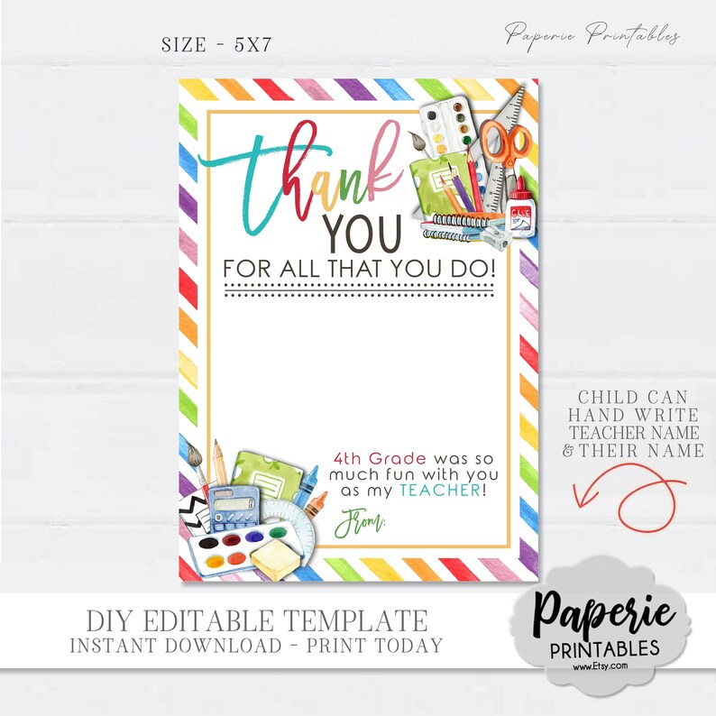 Editable Teacher Appreciation Gift Card Holder (digital Download) - Etsy