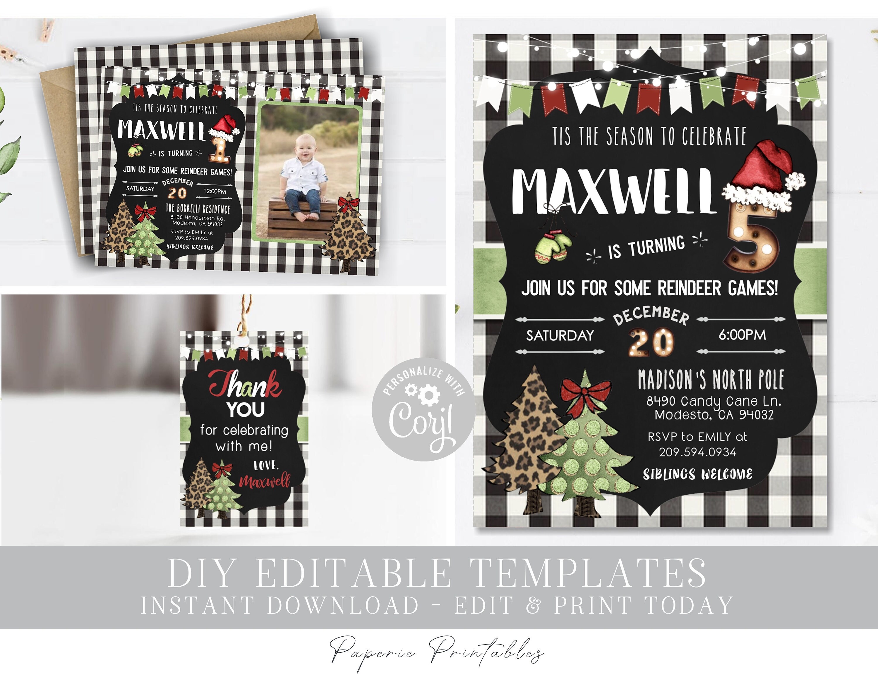 EDITABLE Christmas Birthday Bundle Boy or Girl Christmas - Etsy