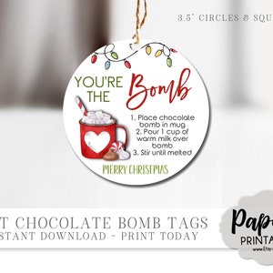 Christmas Hot Chocolate Bomb Tags Printable Hot Chocolate Bomb Tag ...