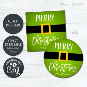Editable Christmas Gift Tags, Elf Christmas Gift Tags, Elf Gift Labels ...