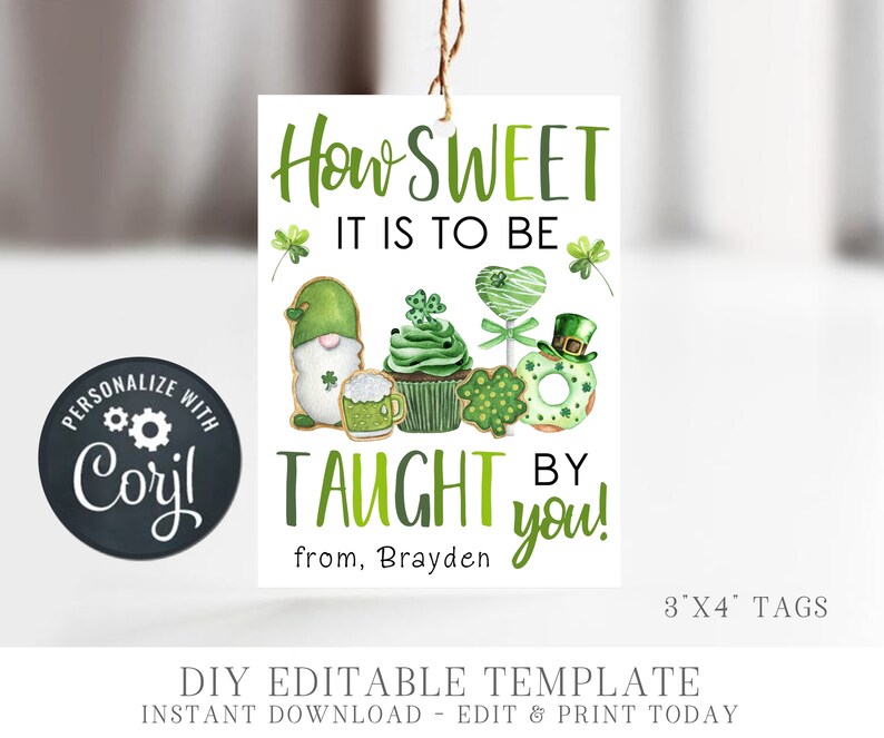 Editable St. Patrick's Day Teacher Gift Tag, Happy St. Patrick's Day ...
