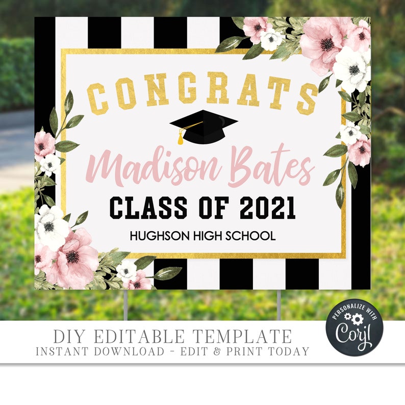 EDITABLE Graduation Yard Sign Congrats to Our Graduate Yard - Etsy