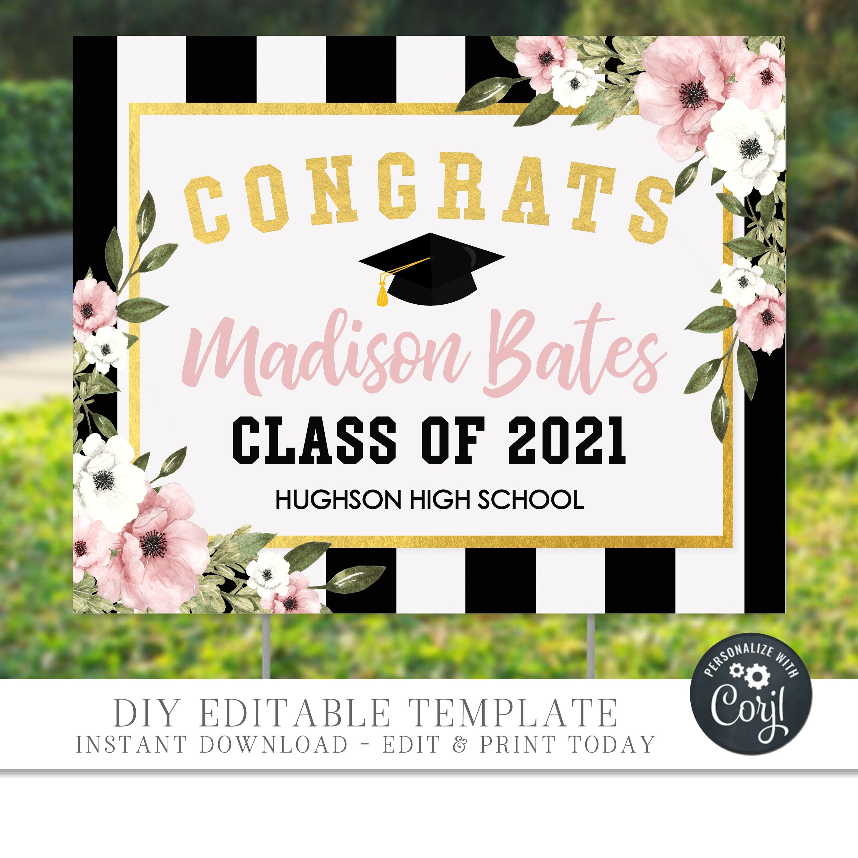 EDITABLE Graduation Yard Sign Congrats to our Graduate Yard | Etsy