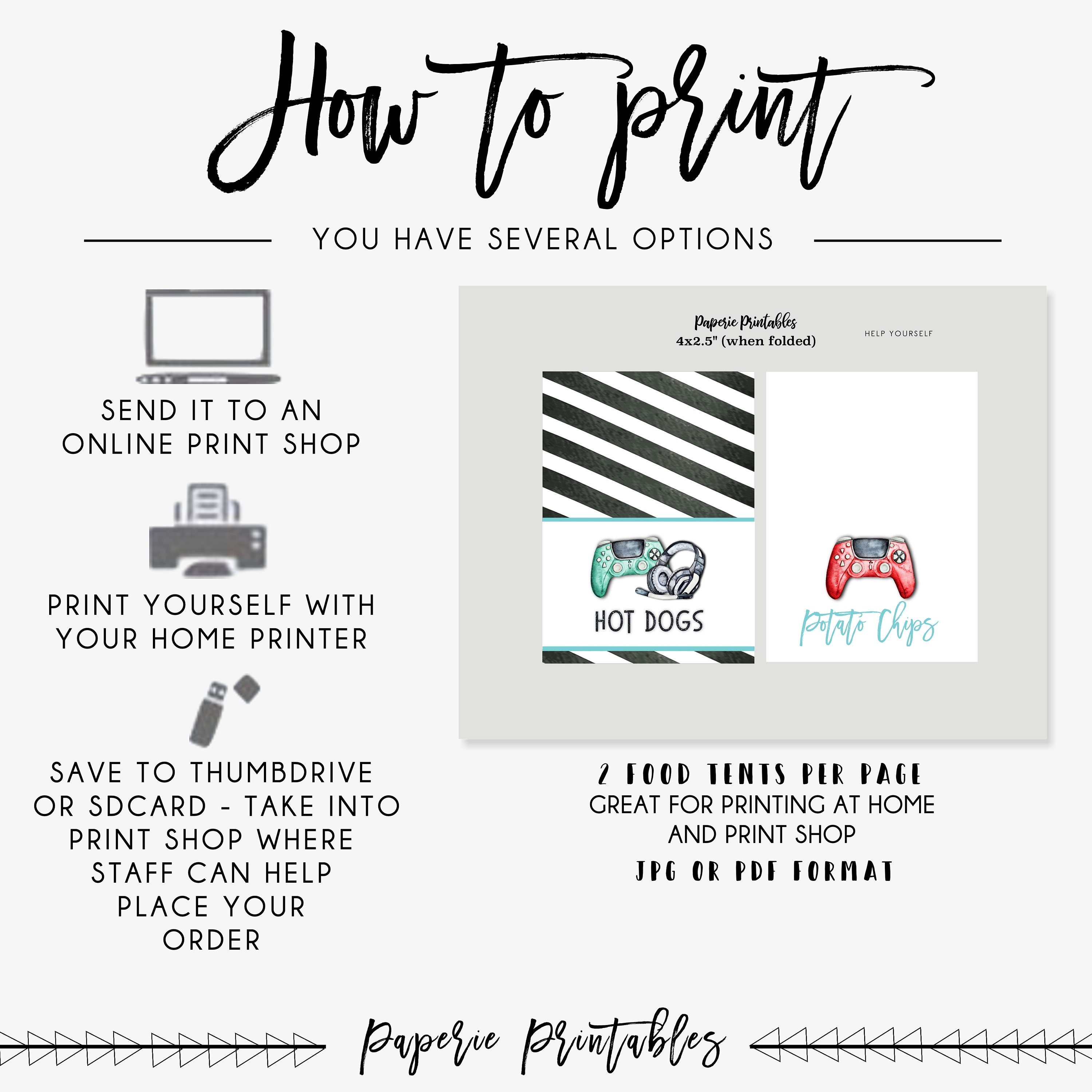 Editable Video Game Party Food Labels: Tent Cards, Gamer Birthday ...