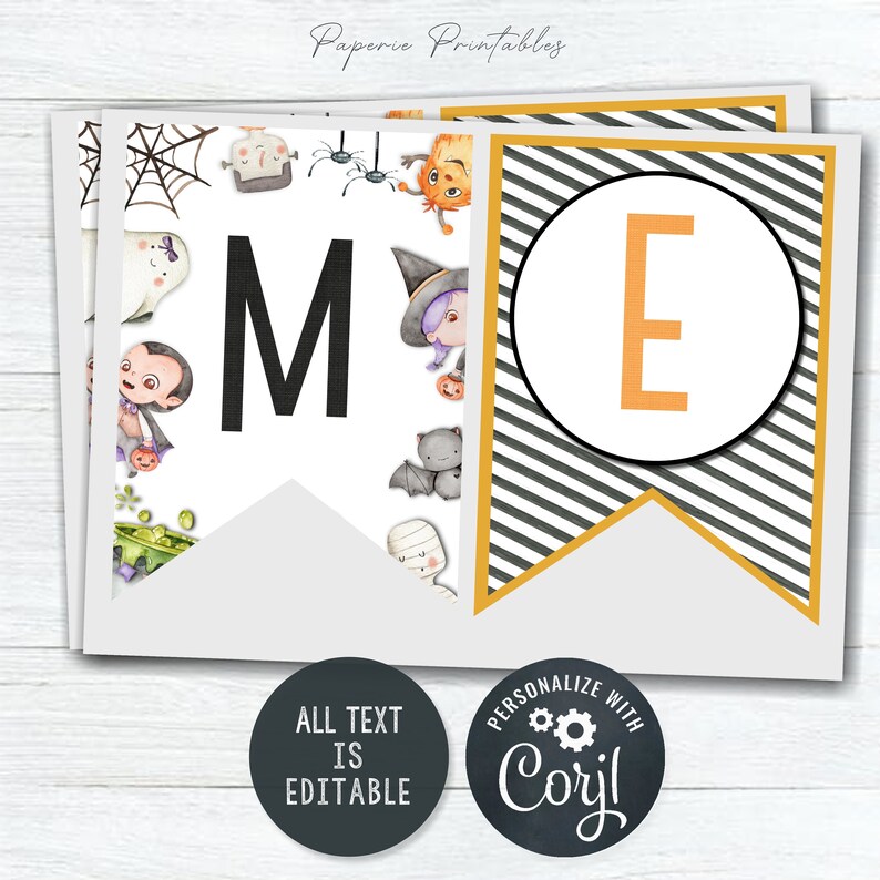 EDITABLE Halloween Happy Birthday Banner, Halloween Birthday ...