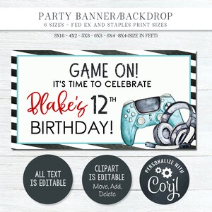 EDITABLE Video Game Birthday Backdrop, Gaming Birthday Banner, Video ...