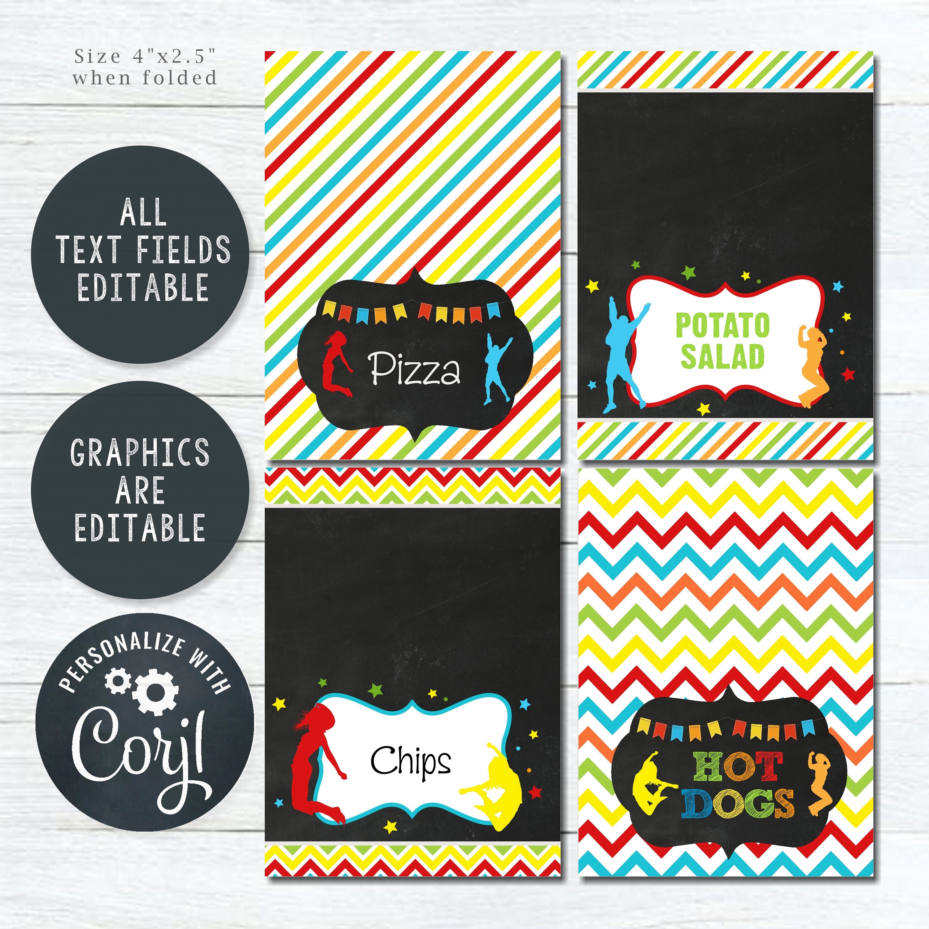 EDITABLE Let's Jump Food Label Tent Card Let's Jump - Etsy