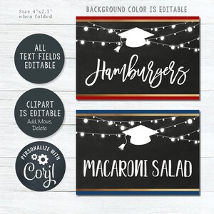 EDITABLE Graduation Food Tents, Graduation Decoration Food Tents ...