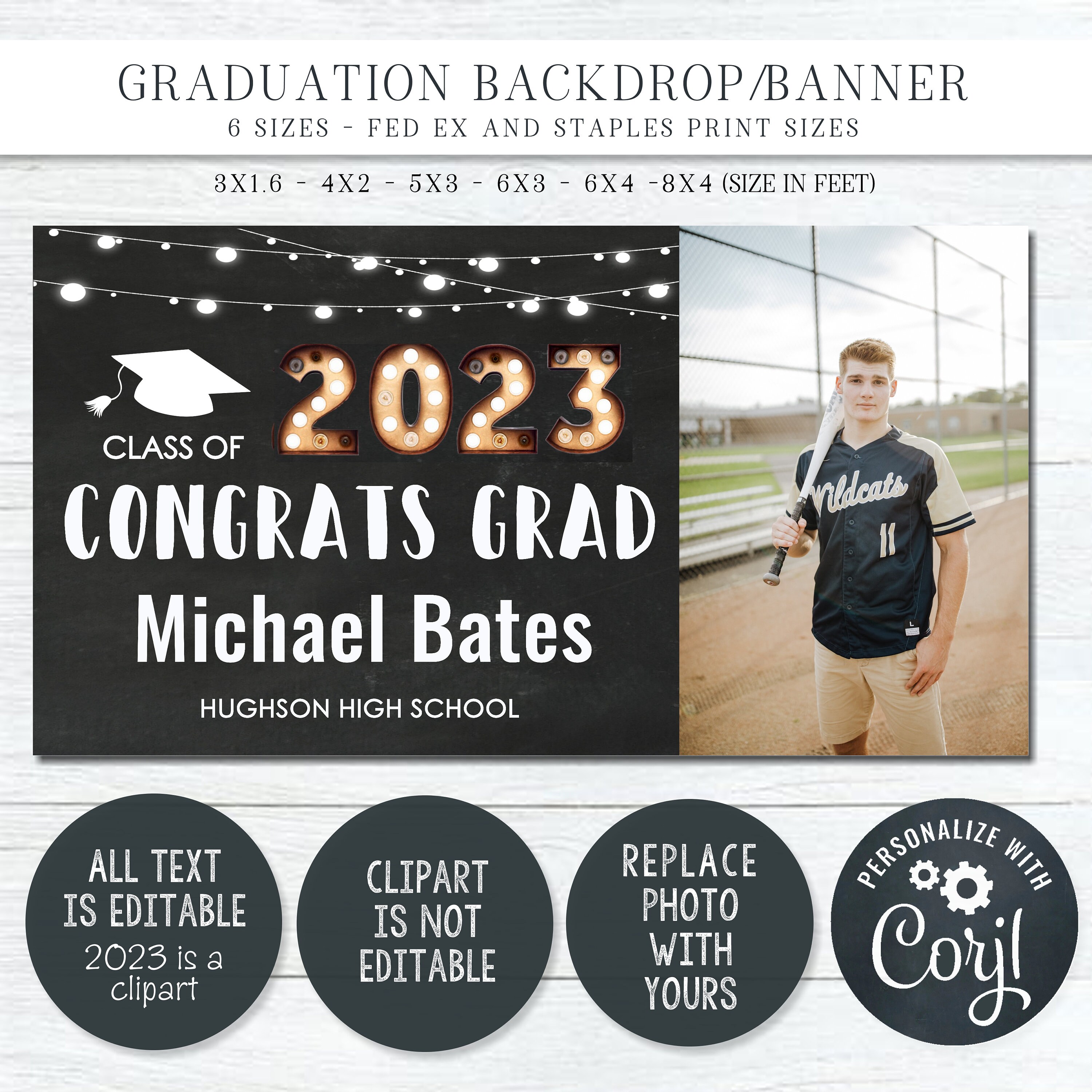 Editable Photo Graduation Banner: Chalkboard Design (digital Download ...
