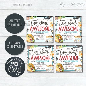 EDITABLE Taco Bout Police Tags, Police Appreciation Tags, Taco Police ...