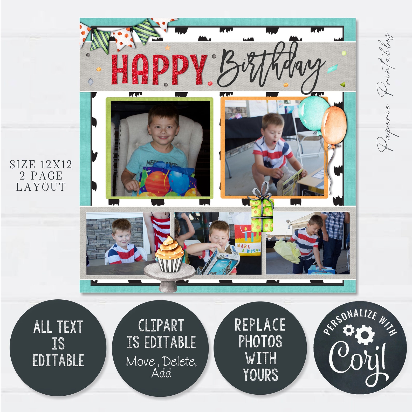 EDITABLE Scrapbooking Quick Pages Birthday Scrapbooking Album - Etsy