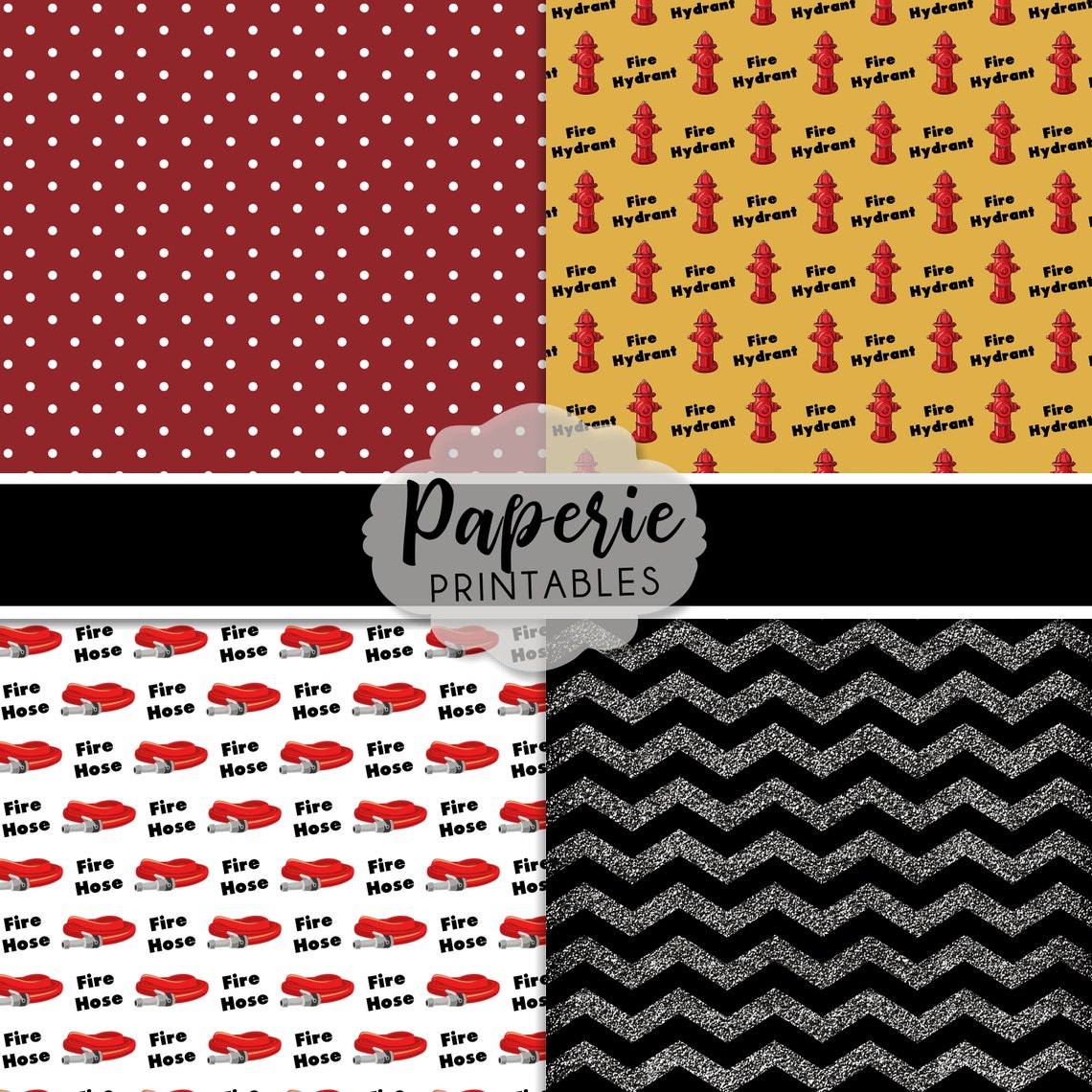 Firefighter Digital Paper 12x12 Digital Scrapbooking Paper - Etsy