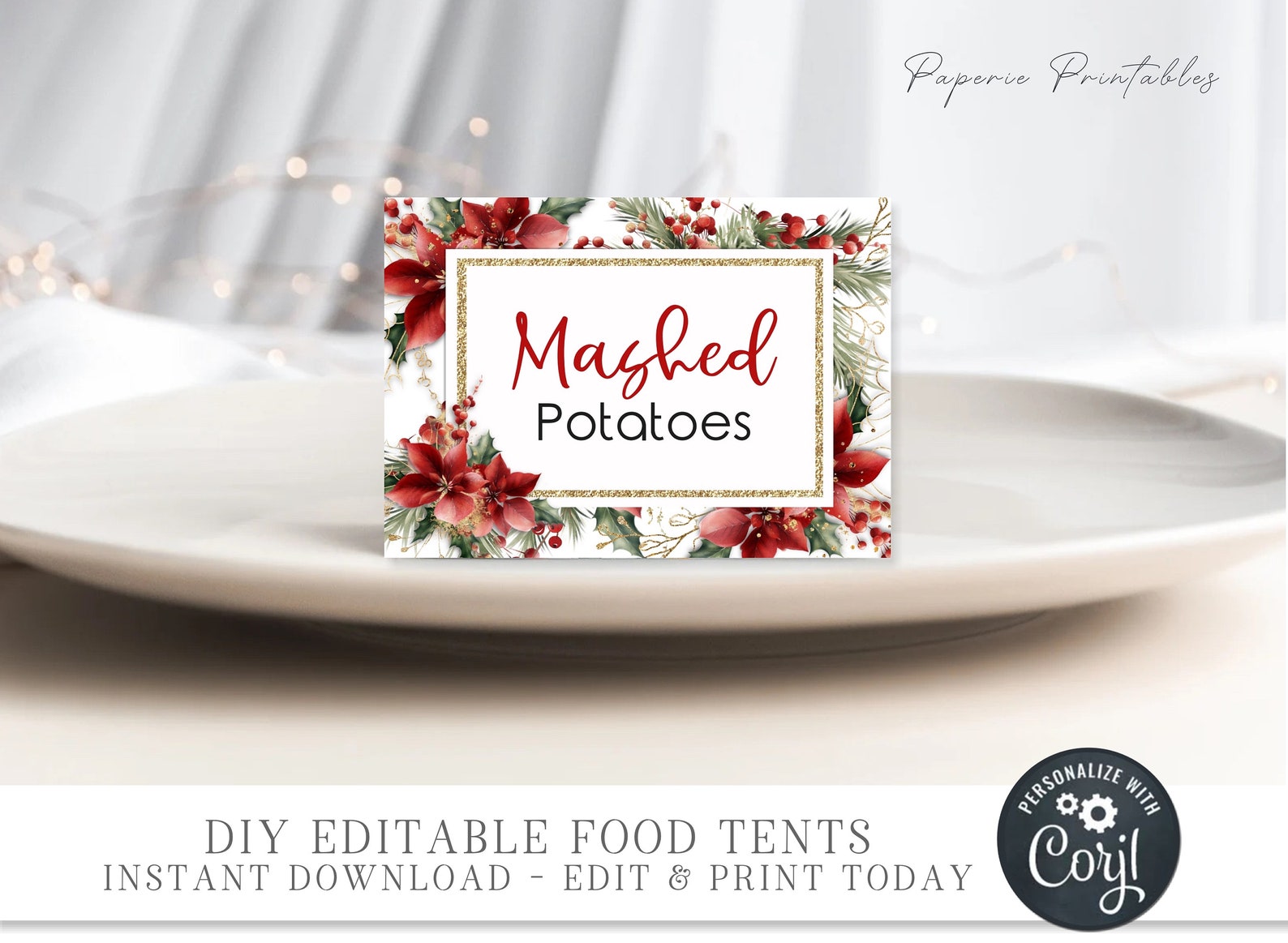 EDITABLE Christmas Party Food Labels, Christmas Food Table Sign ...