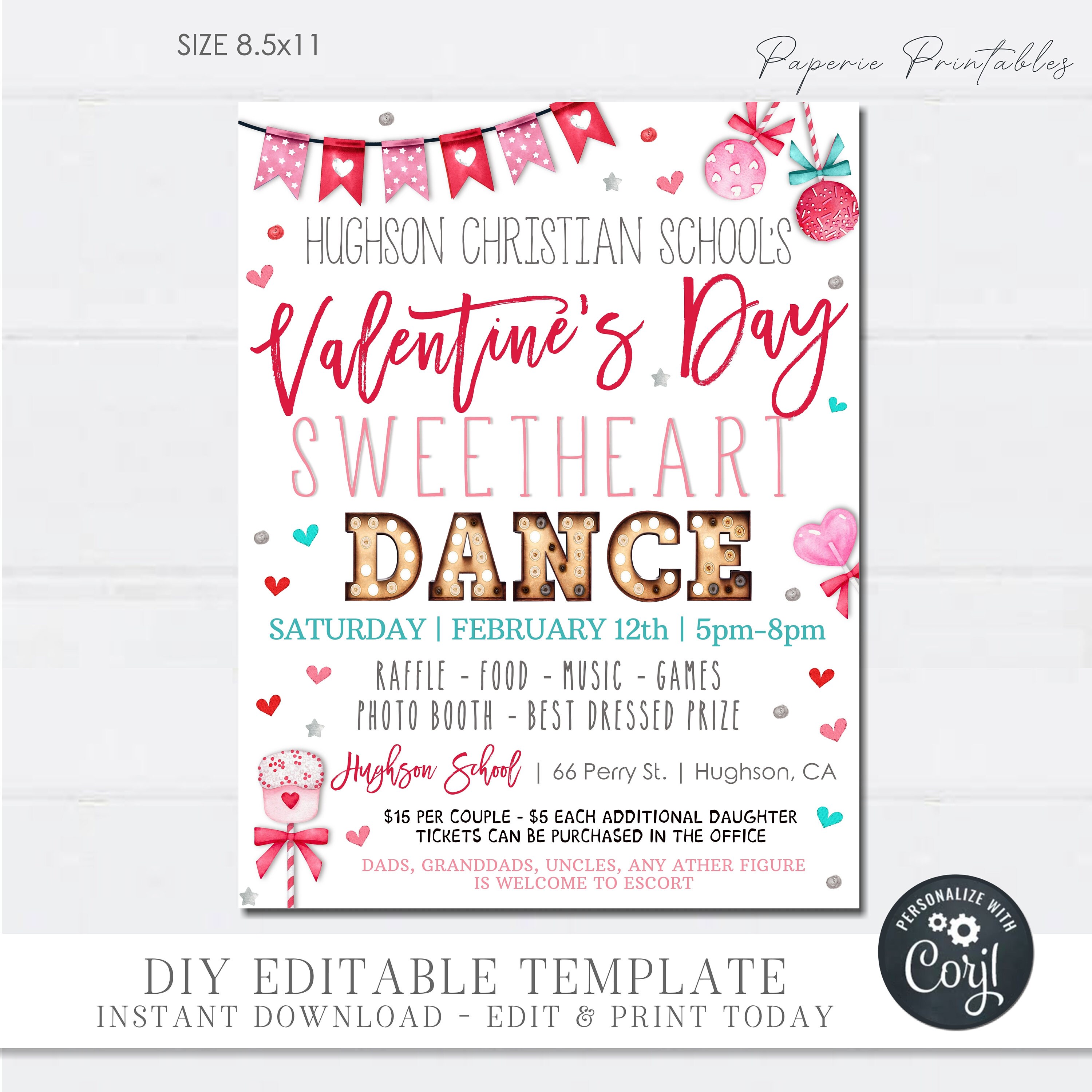 EDITABLE Sweetheart Dance Flyer Invitation Daddy Daughter - Etsy