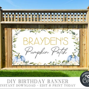EDITABLE Pumpkin Birthday Party Backdrop - Pumpkin Patch Birthday ...