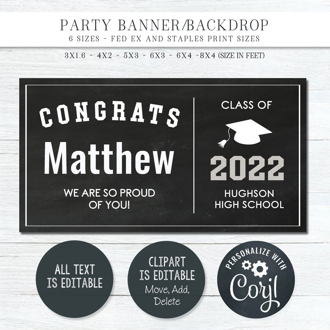 EDITABLE Graduation Banner Graduation Yard Sign Class of - Etsy