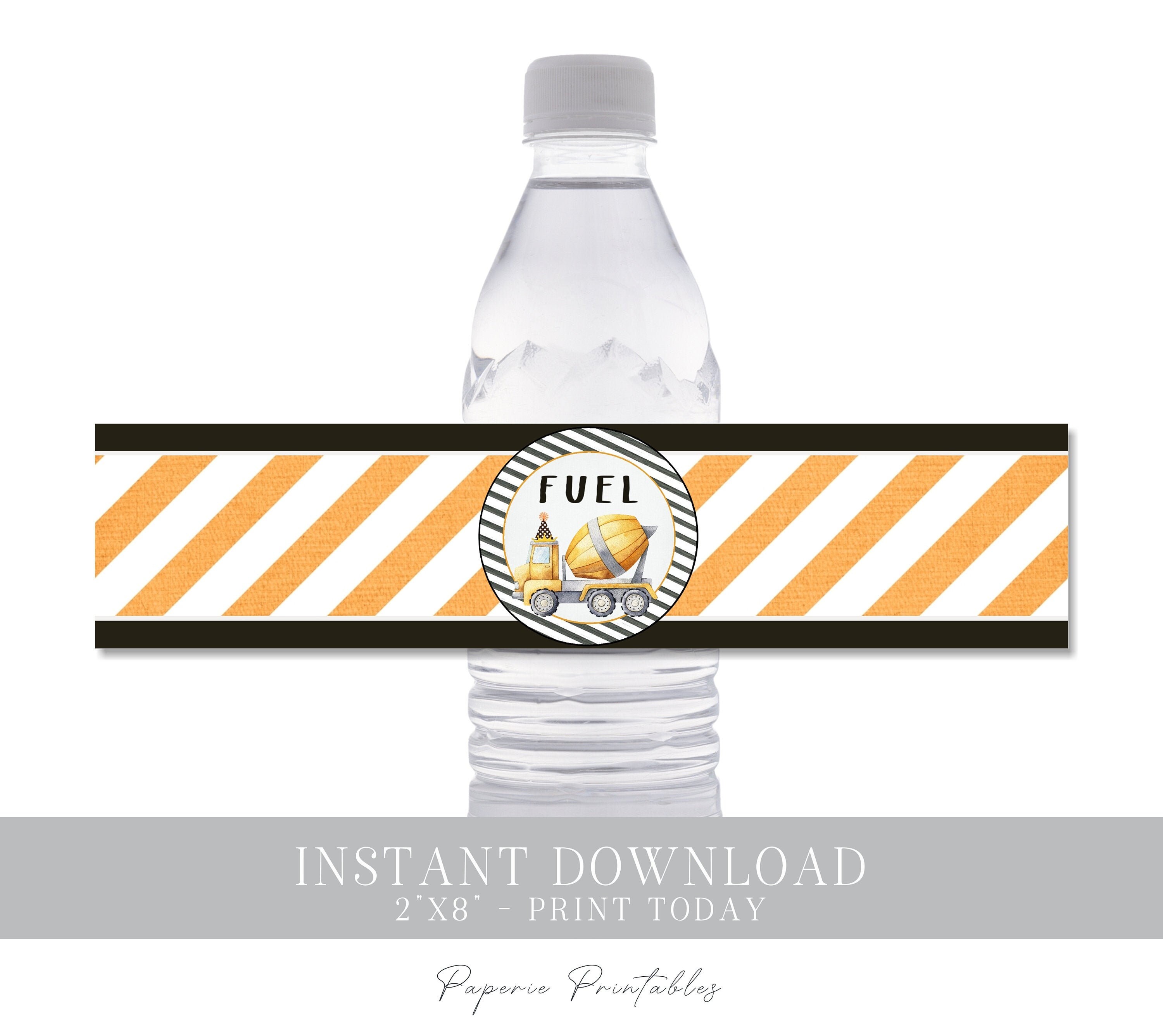 Construction Party Water Bottle Labels - Construction Party Water ...