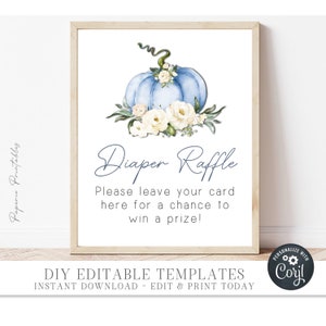 EDITABLE Boy Little Pumpkin Diaper Raffle, Pumpkin Diaper Raffle, Fall ...