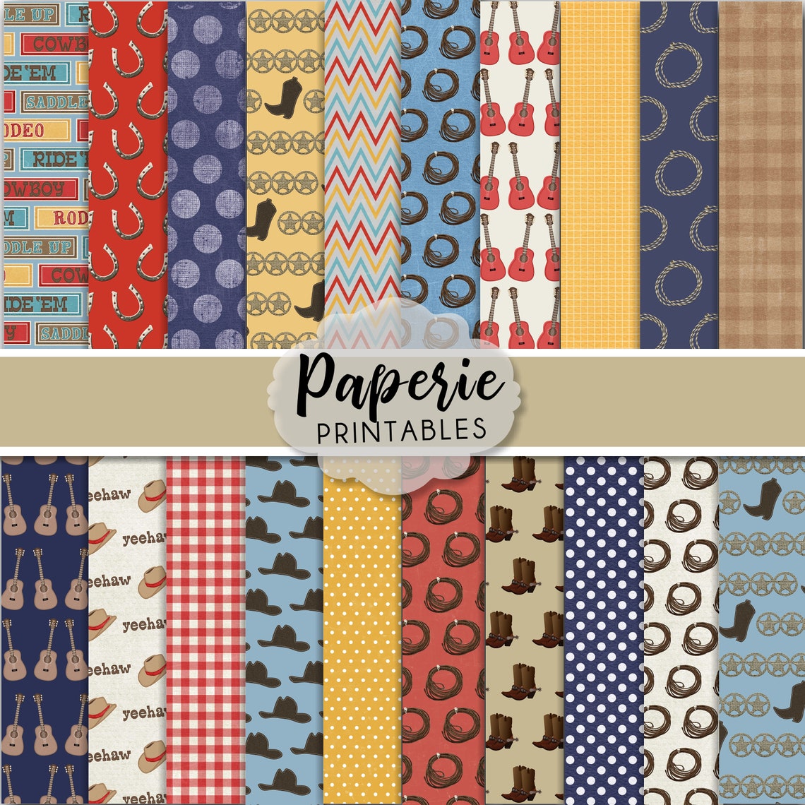 Cowboy Digital Paper 8.5x11 Digital Scrapbooking | Etsy