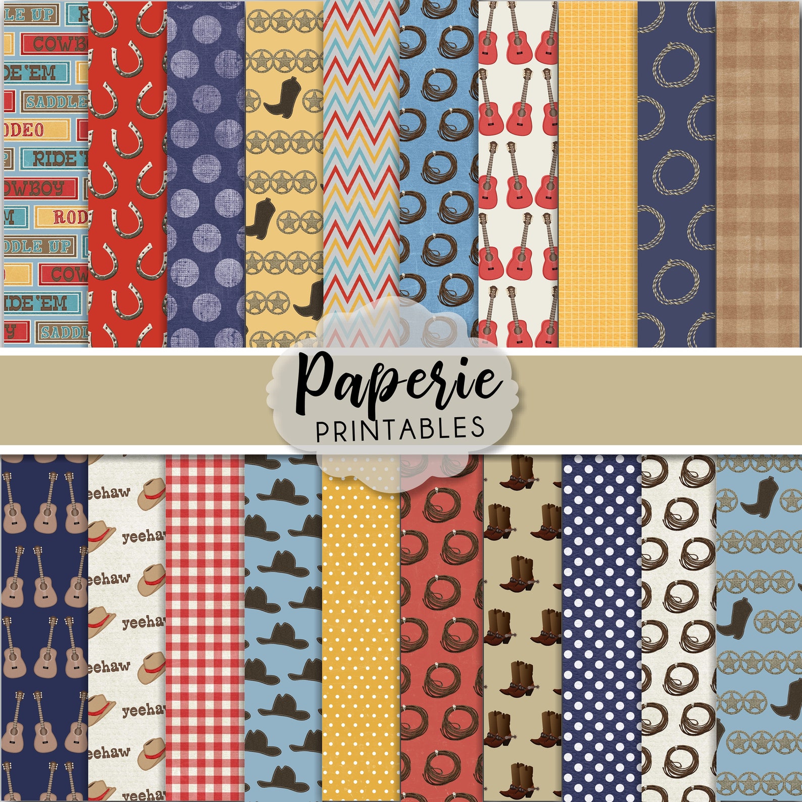Cowboy Digital Paper 12x12 Digital Scrapbooking Paper 50 | Etsy