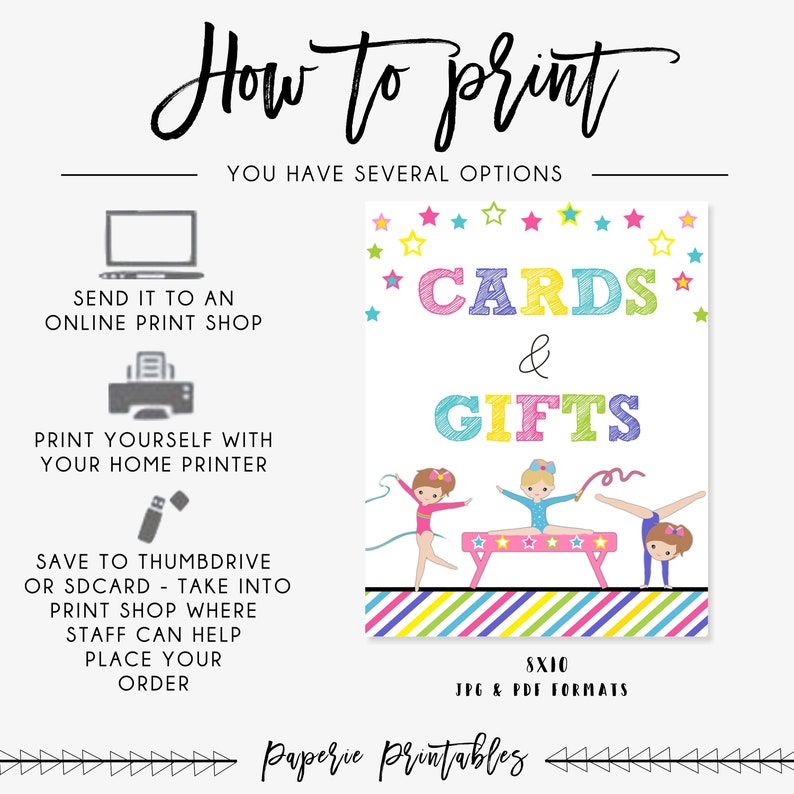 Editable Gymnastics Party Signs: DIY Gifts & Cards Template (digital ...