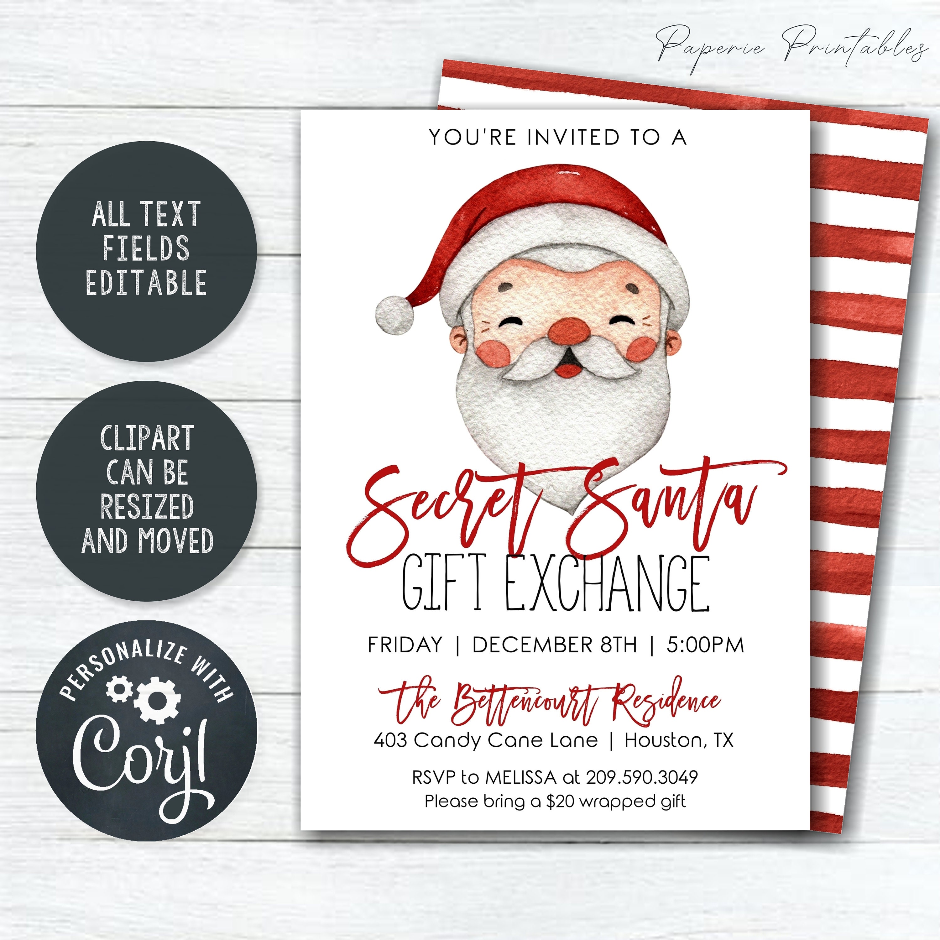 Secret Santa Invitation Wording Secret Santa Invite, Friendsmas Gift