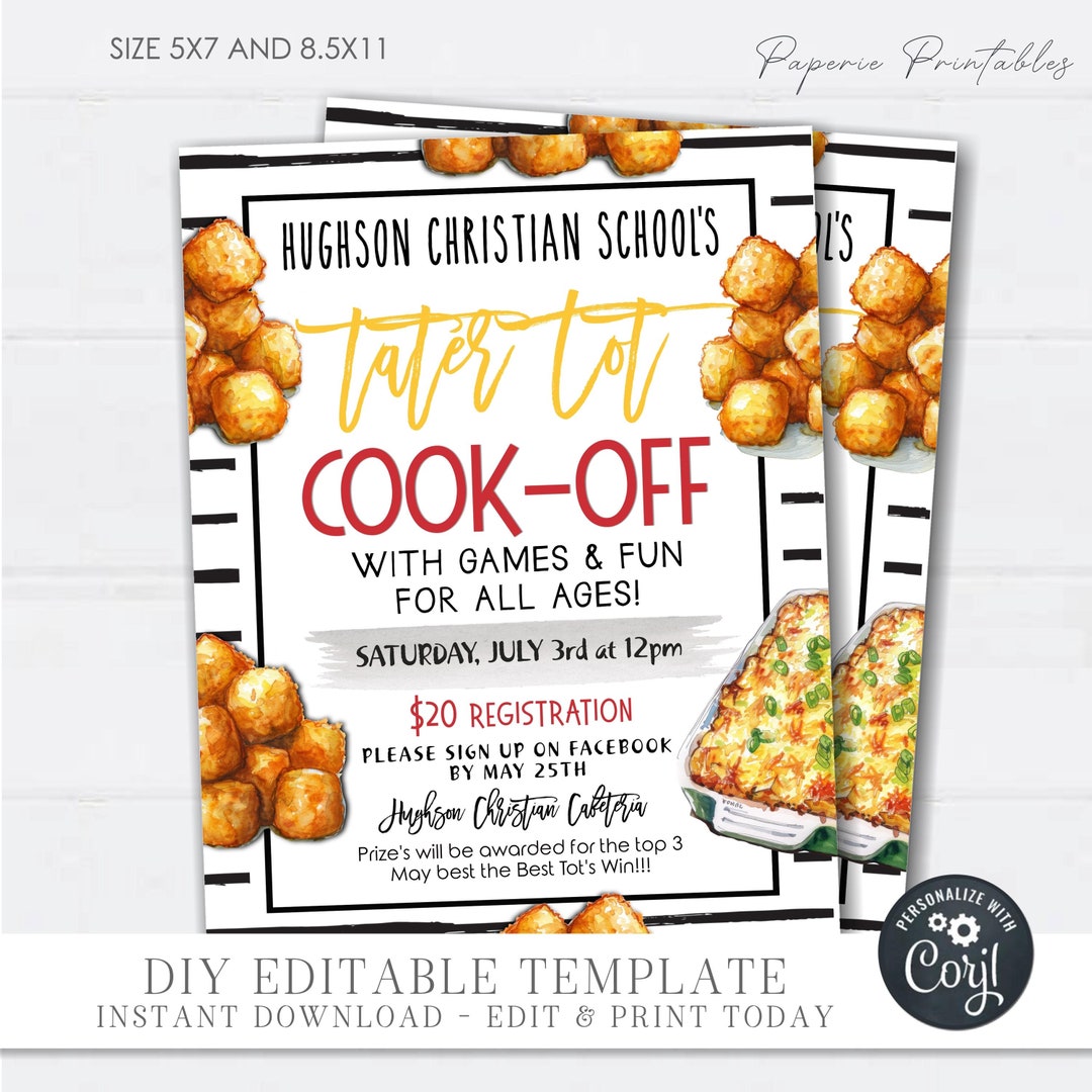 Editable Tater Tot Cook-off Flyer Template (digital Download) #FLYR20 ...