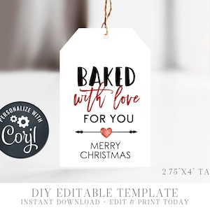 Editable Baked With Love Gift Tags: DIY Christmas Cookie Tags (corjl ...