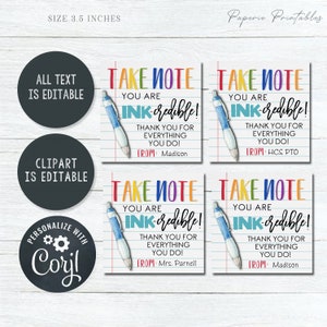 Editable Pen Teacher Appreciation Gift Tag (DIY Corjl Template) - Etsy