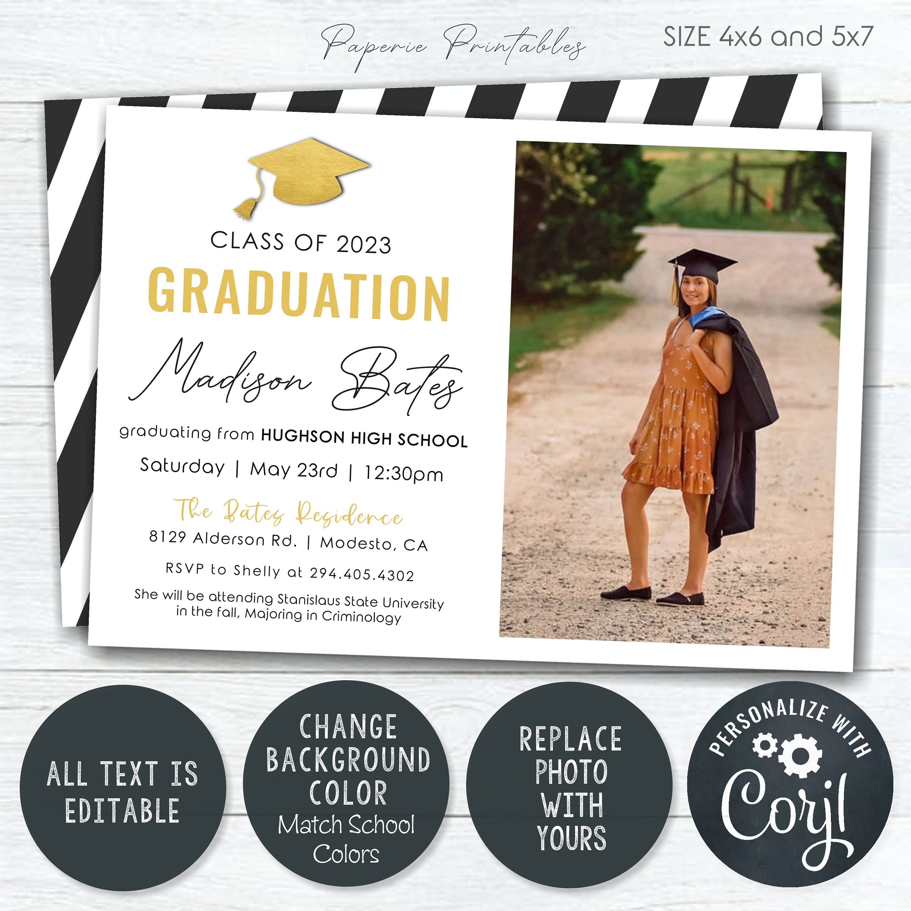 EDITABLE Graduation Party Invitation Class of 2023 Graduation - Etsy