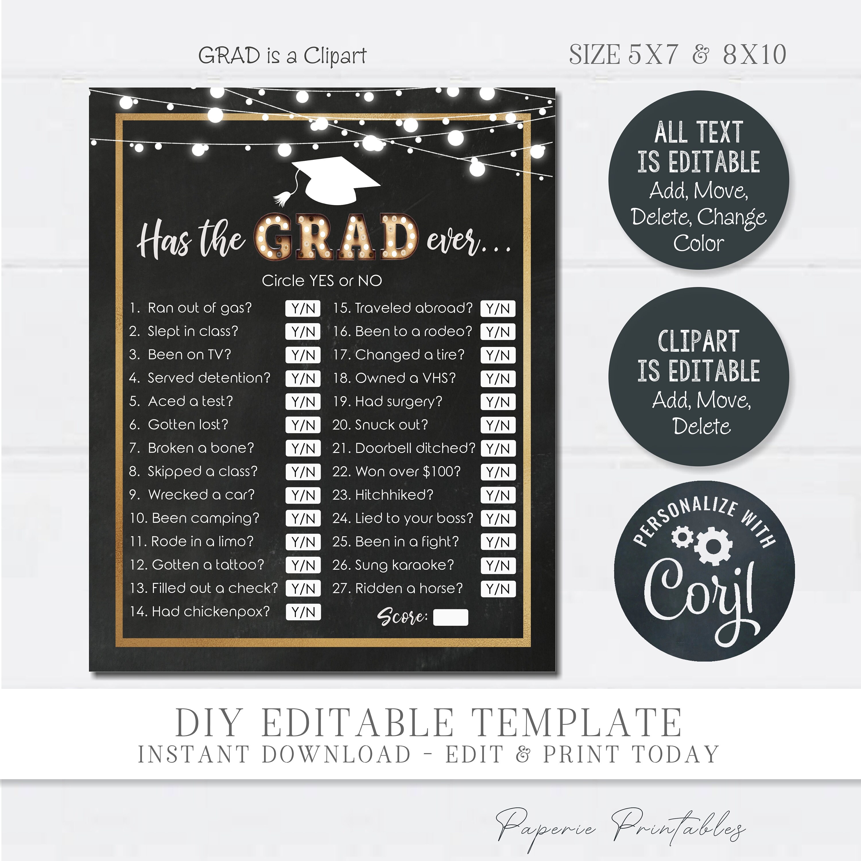 Editable Has the Grad Ever Graduation Party Game Graduation | Etsy