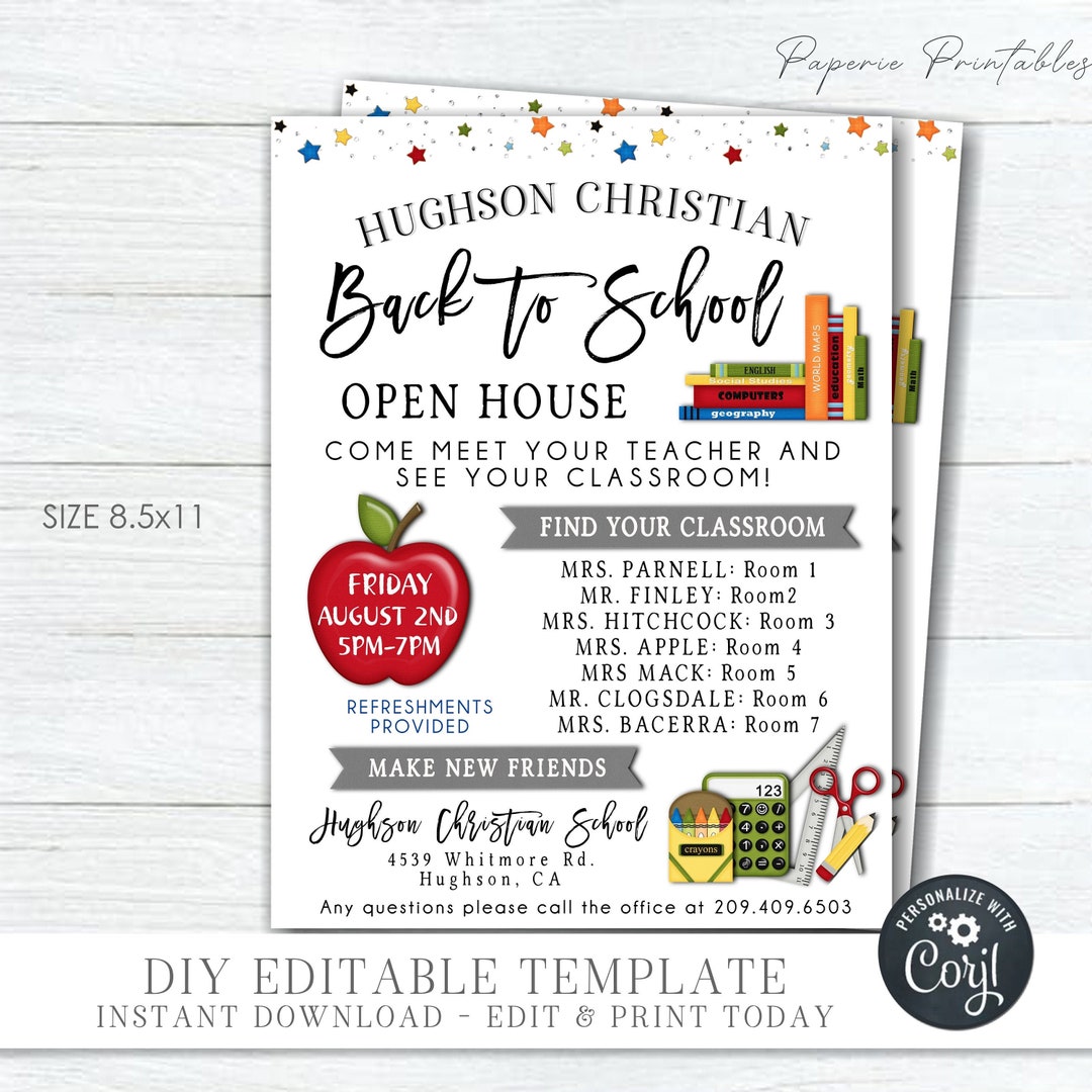 EDITABLE Back to School Open House - Back to School Meet Your Teacher ...
