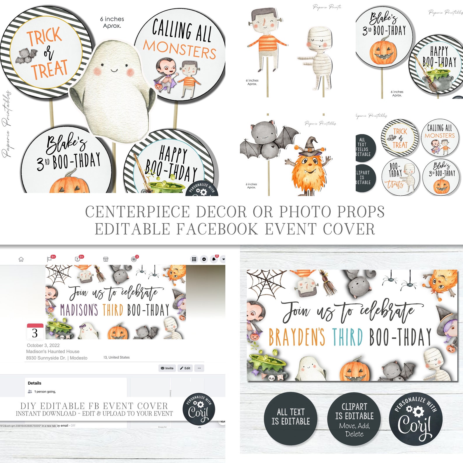EDITABLE Halloween Birthday Party Bundle Halloween Party - Etsy
