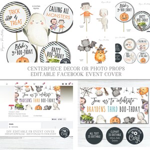 Editable Halloween Birthday Party Bundle: Invitation, Banner (DIY Corjl ...