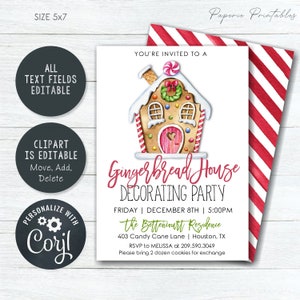 EDITABLE Gingerbread House Decorating Party Invitation Gingerbread ...