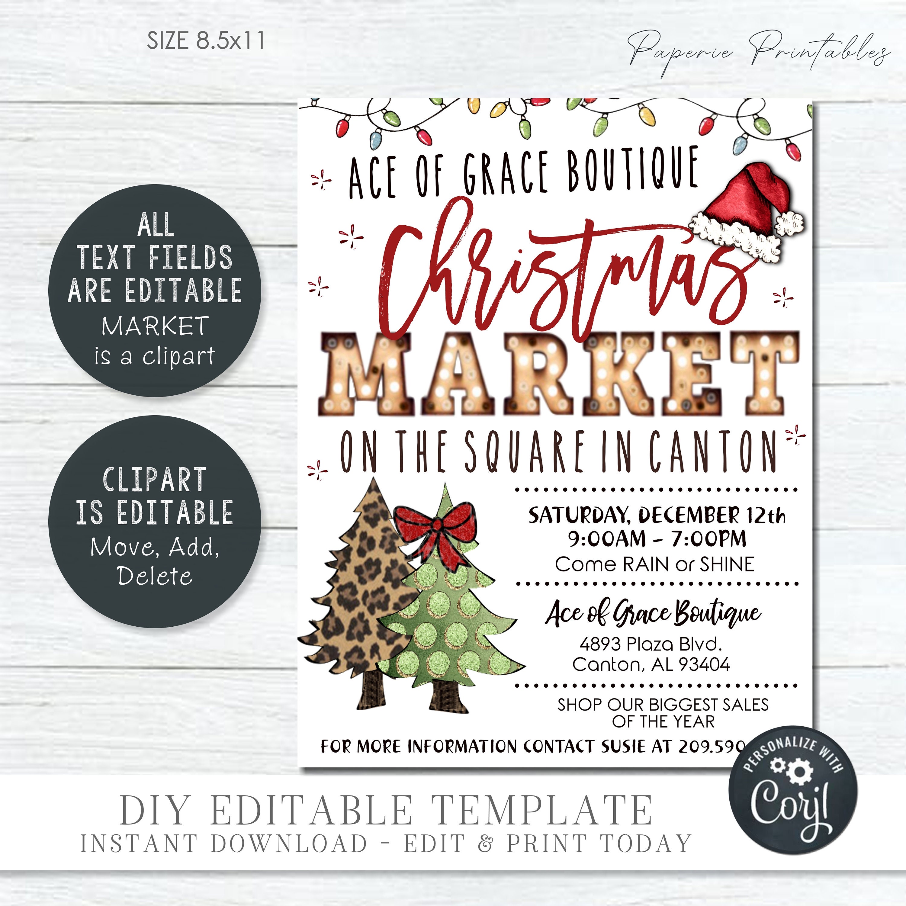 EDITABLE Christmas Market Flyer, Christmas Market Shopping Flyer ...