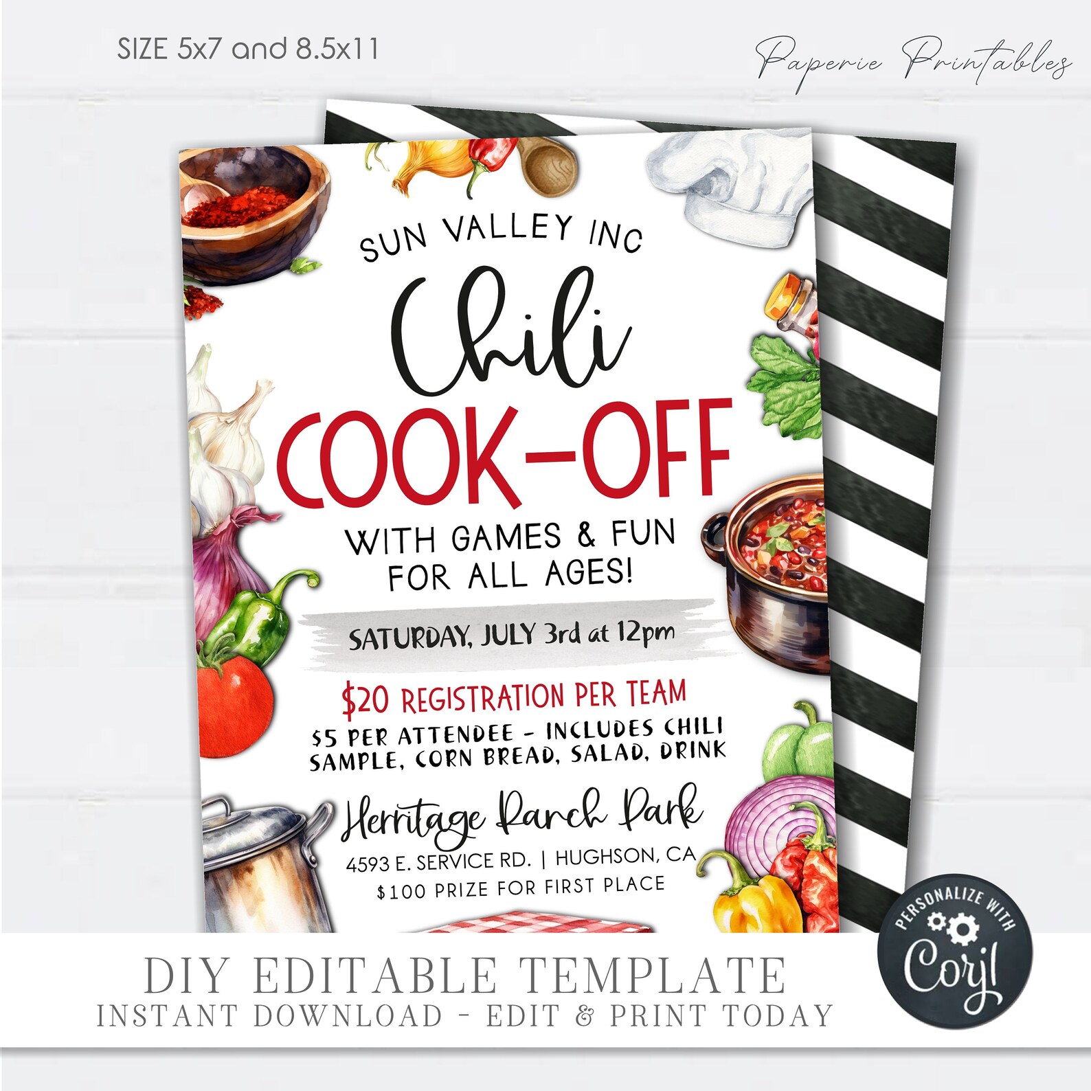 Editable Chili Cook-off Flyer: DIY Competition Invite (digital Download ...