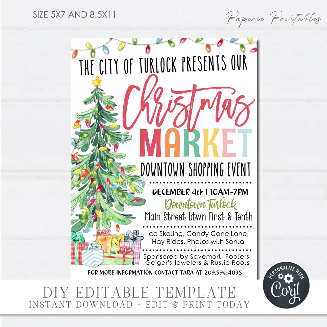 Editable Christmas Market Flyer: DIY Holiday Shopping Event (5x7 & 8 ...